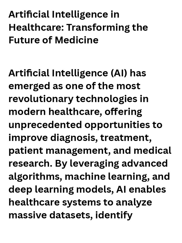 Artificial Intelligence in Healthcare Transforming The Future of ...