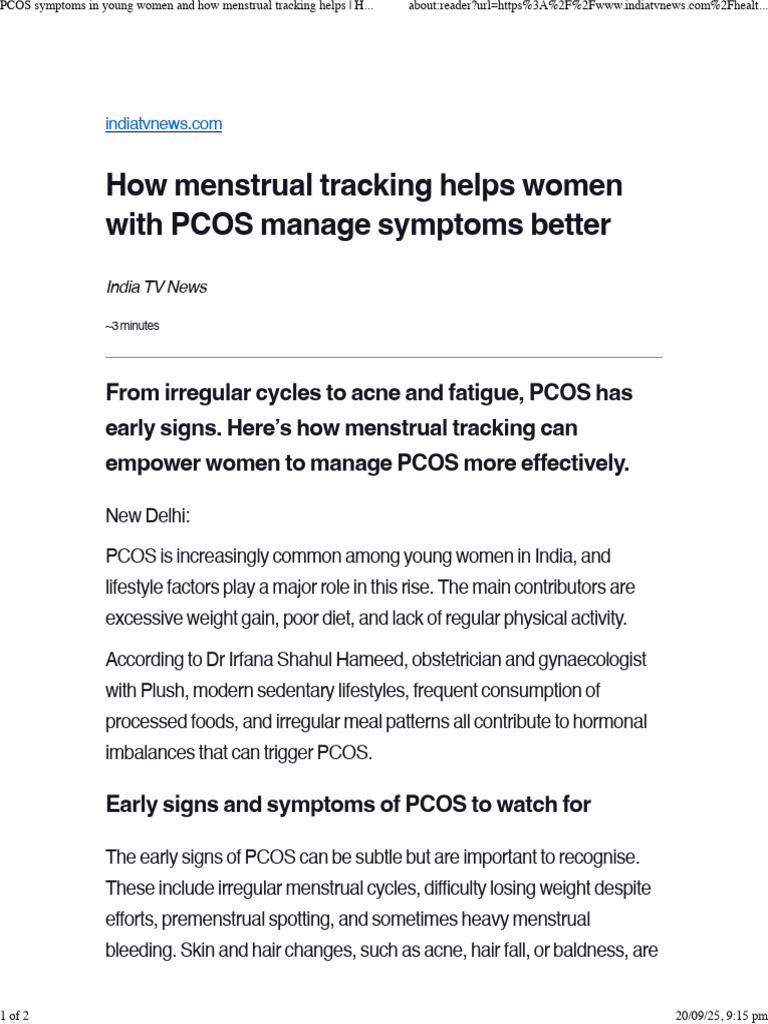 PCOS Symptoms in Young Women and How Menstrual Tracking Helps - Health ...