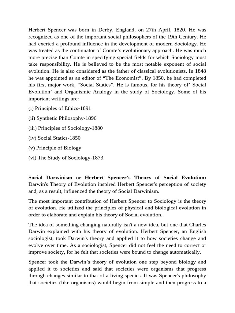 Herbert Spencer | PDF | Sociocultural Evolution | Sociology