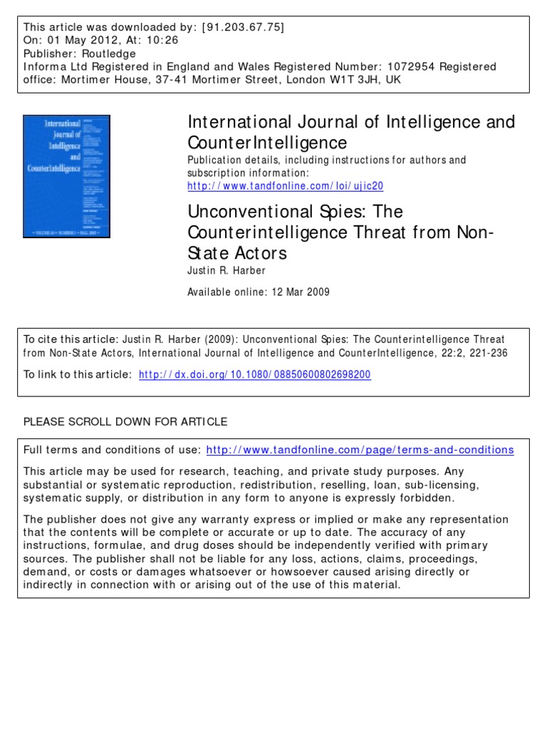International Journal of Intelligence and Counterintelligence | PDF | Counterintelligence ...