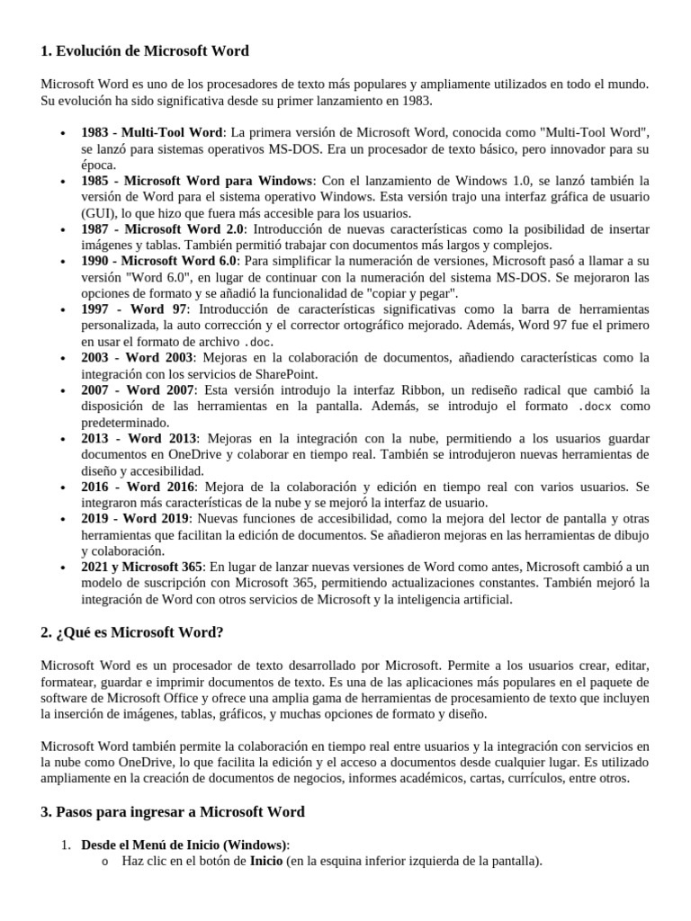 Evolución de Microsoft Word | PDF | Microsoft Word | Microsoft