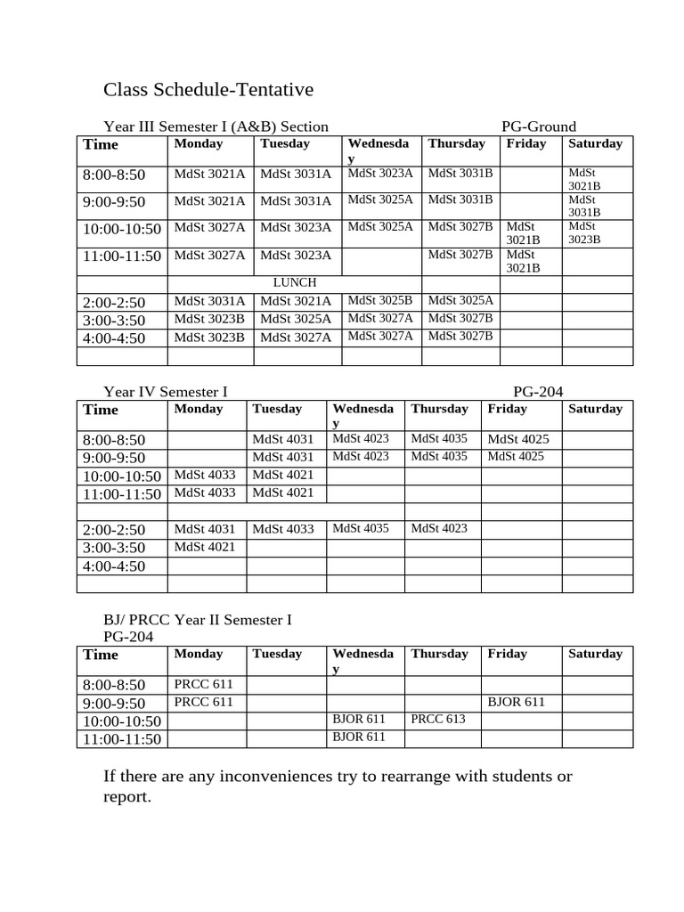 Schedule | PDF