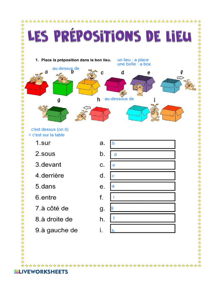 Vocabulaire des prépositions en français | PDF