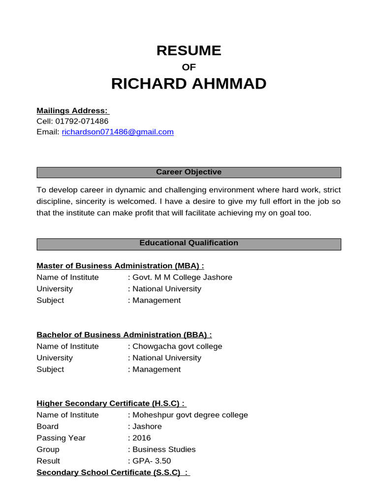 Richard CV | PDF