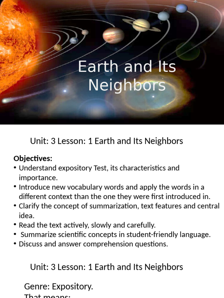 Earth and Its Neighbors | PDF | Earth | Reading Comprehension