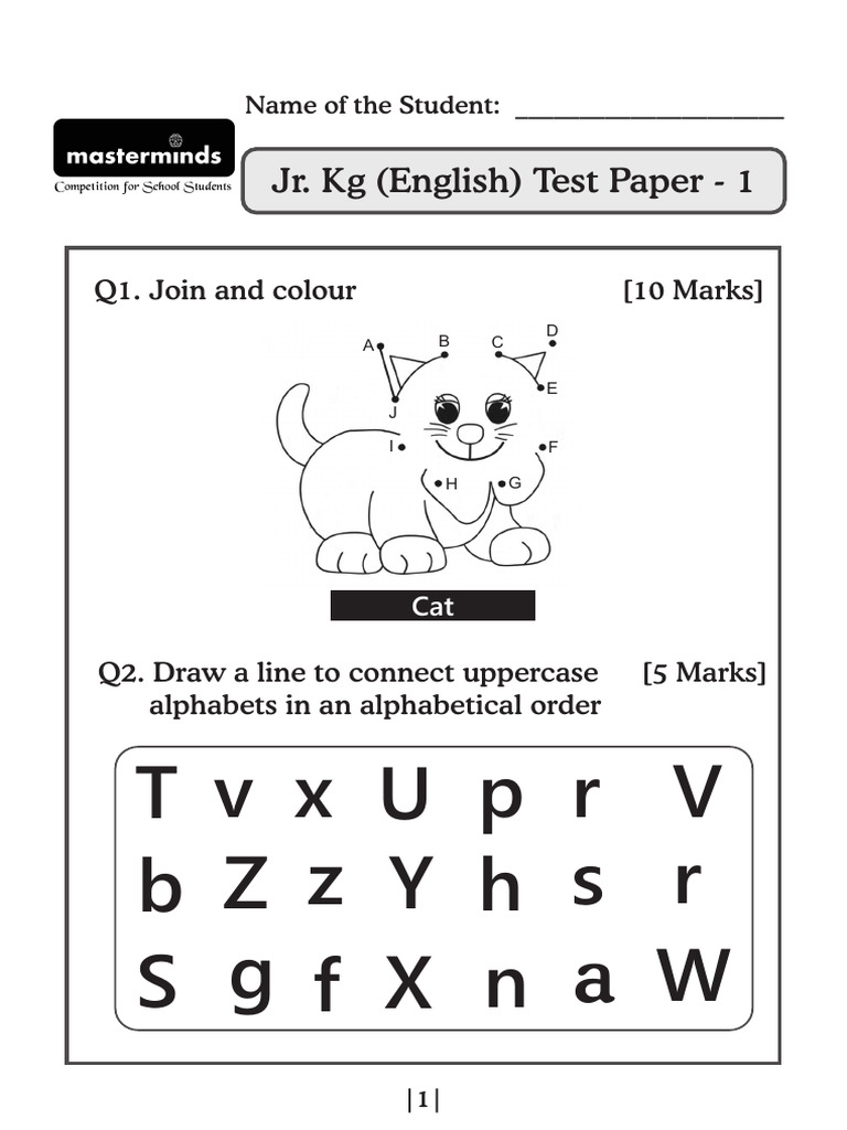 Jr Kg English Paper 1 | PDF
