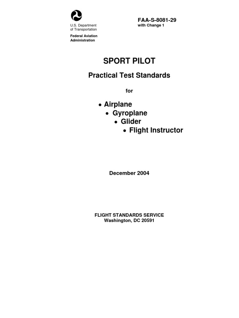 Sport Pilot PTS | PDF | Flight Instructor | Federal Aviation Administration