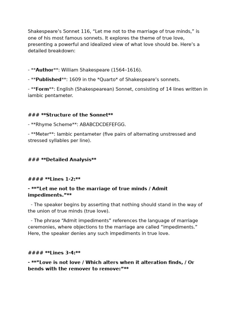 Week 3 Sonnet 116 Shakespeare | PDF | Stanzaic Form | Composition ...