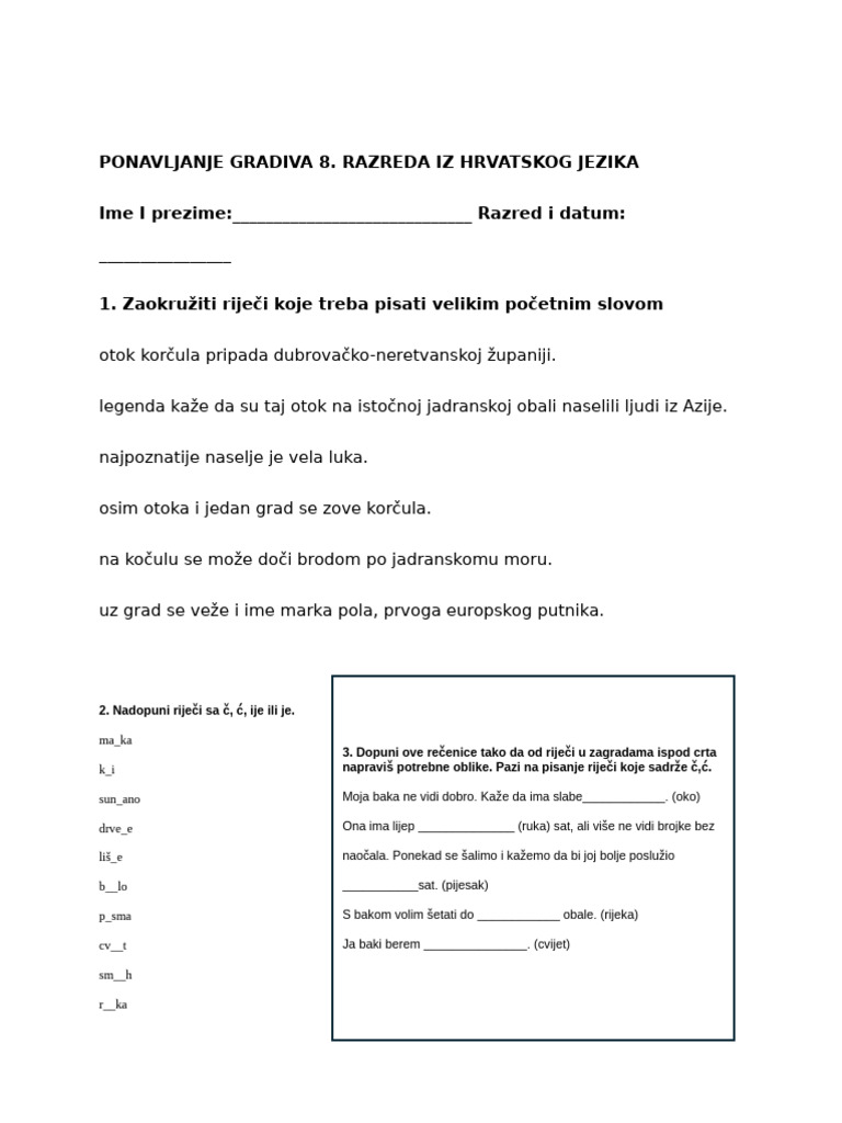 Ponavljanje Gradiva 8 | PDF