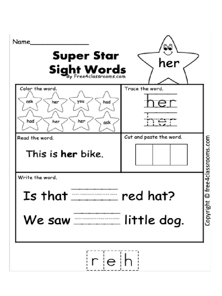 Sight Word Her | PDF