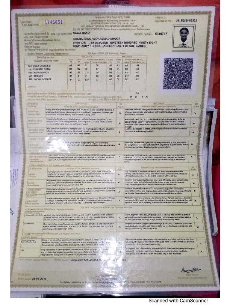 10th Marksheet | PDF
