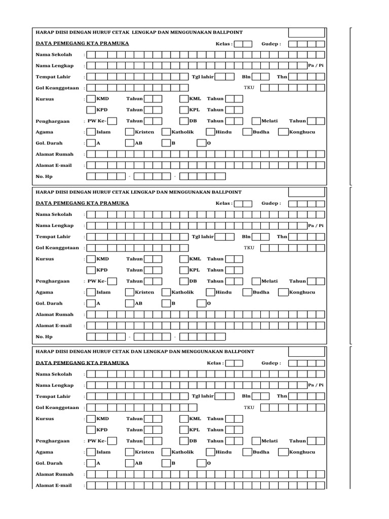 Contoh Blangko KTA Ayopramuka | PDF
