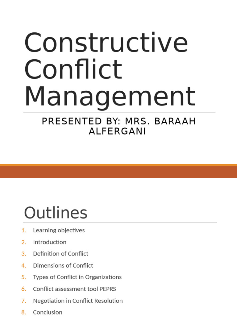 Constructive Conflict Management PPT LECTURE | PDF | Negotiation | Conflict Resolution