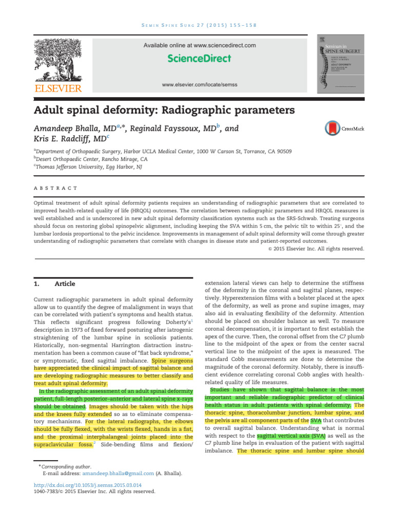 Adult Spinal Deformity Radiographic Insights | PDF | Pelvis | Scoliosis