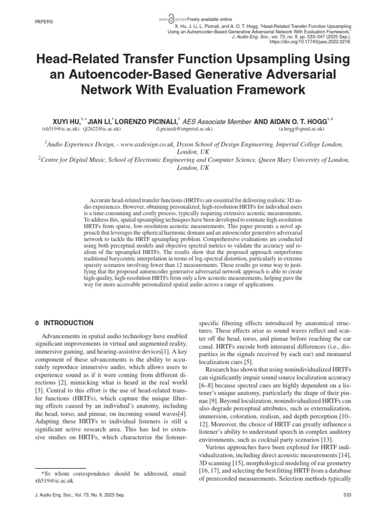 HRTF Upsampling with GANs and Evaluation | PDF | Applied Mathematics ...