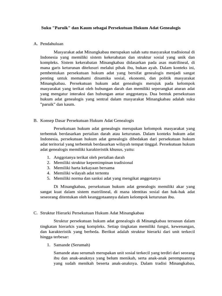 Suku Paruik dalam Hukum Adat Minangkabau | PDF