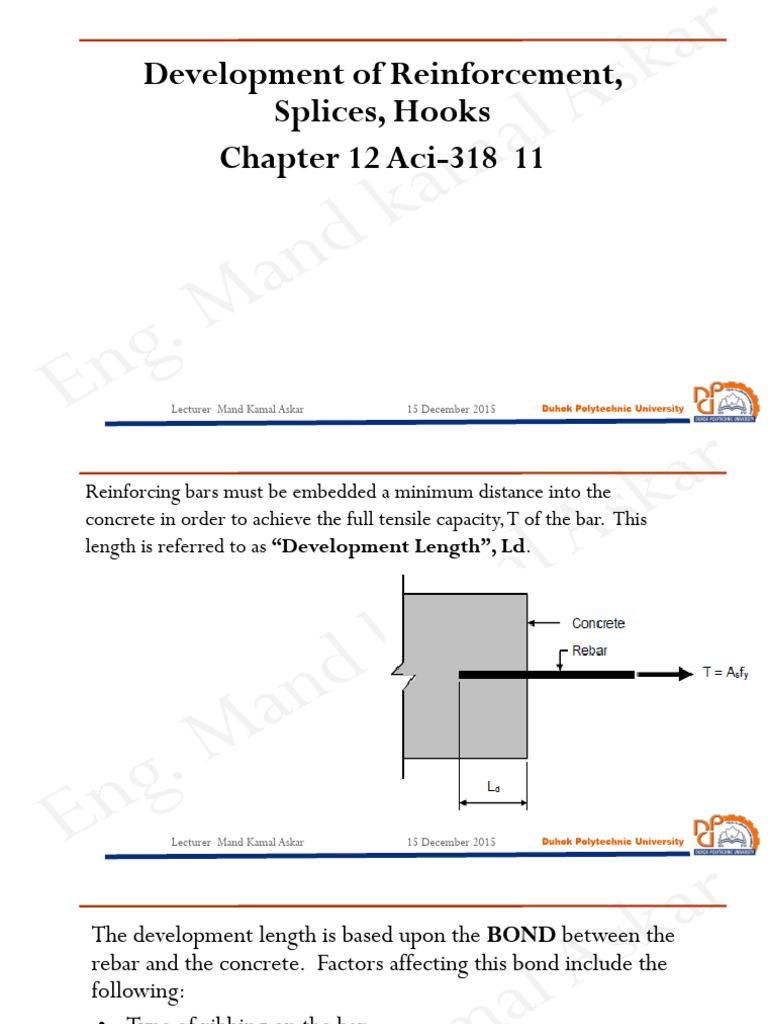 Development Length and Splices in Reinforcement | PDF | Structural ...