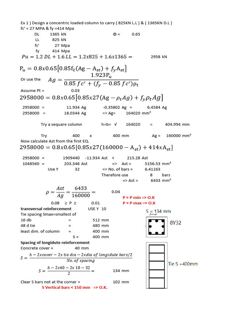 Concentric Column Design Calculations | PDF