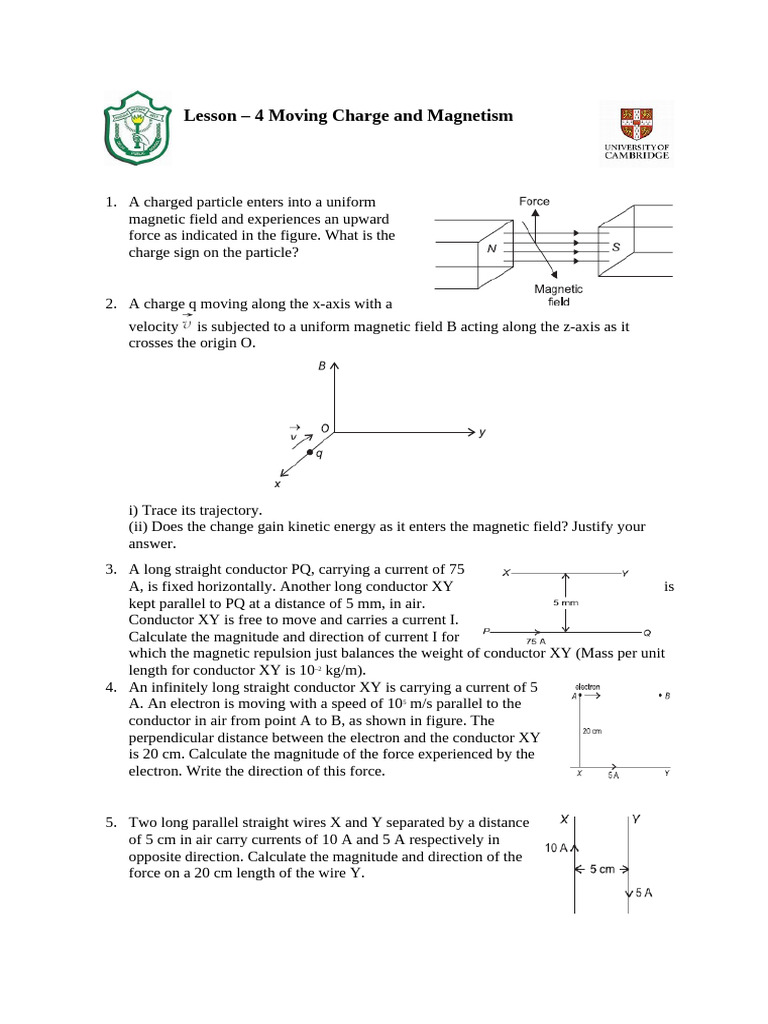 Moving Charge and Magnetism Concepts | PDF | Force | Magnetic Field