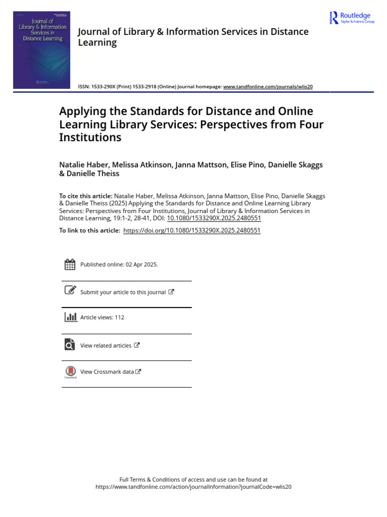 Distance Learning Library Standards Insights | PDF | Educational ...