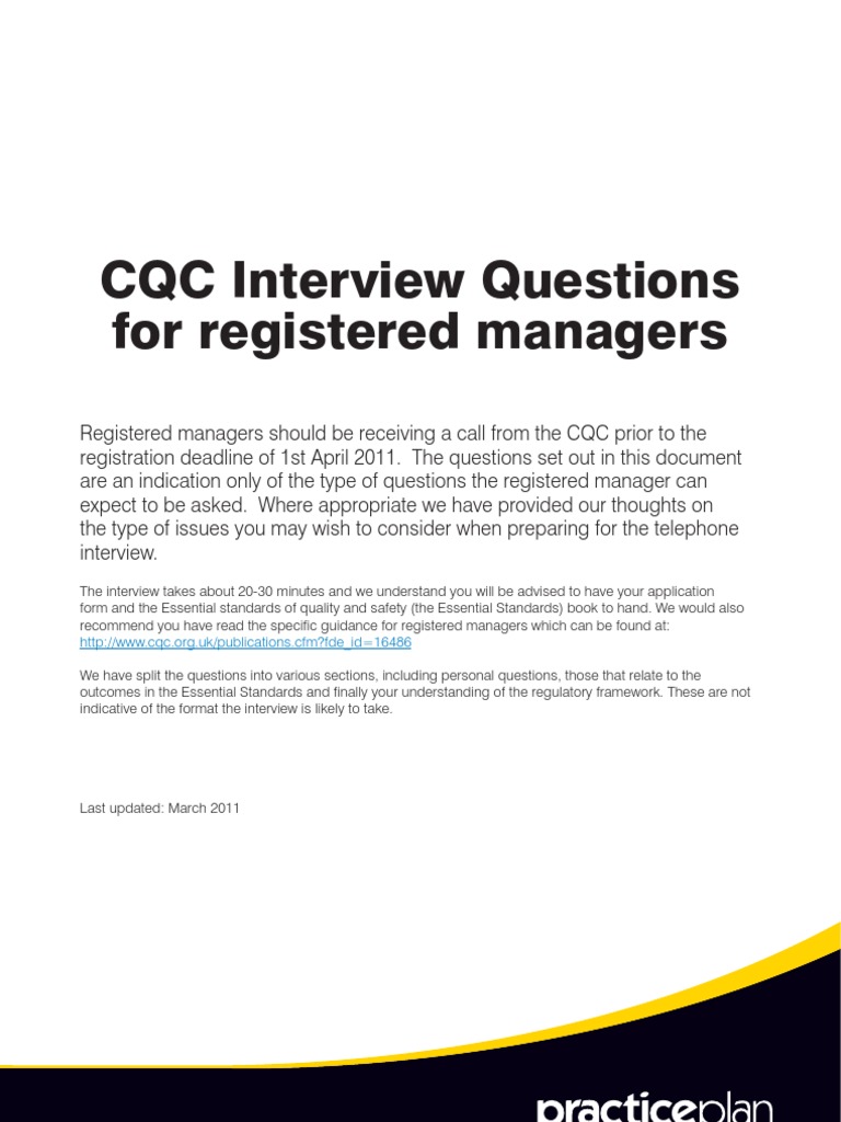 G13046 PP CQC Interview Questions | PDF | Safety | Patient
