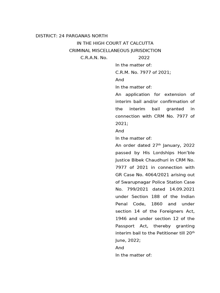 Bail Extension - Chandan Mondal | PDF | Bail | Affidavit