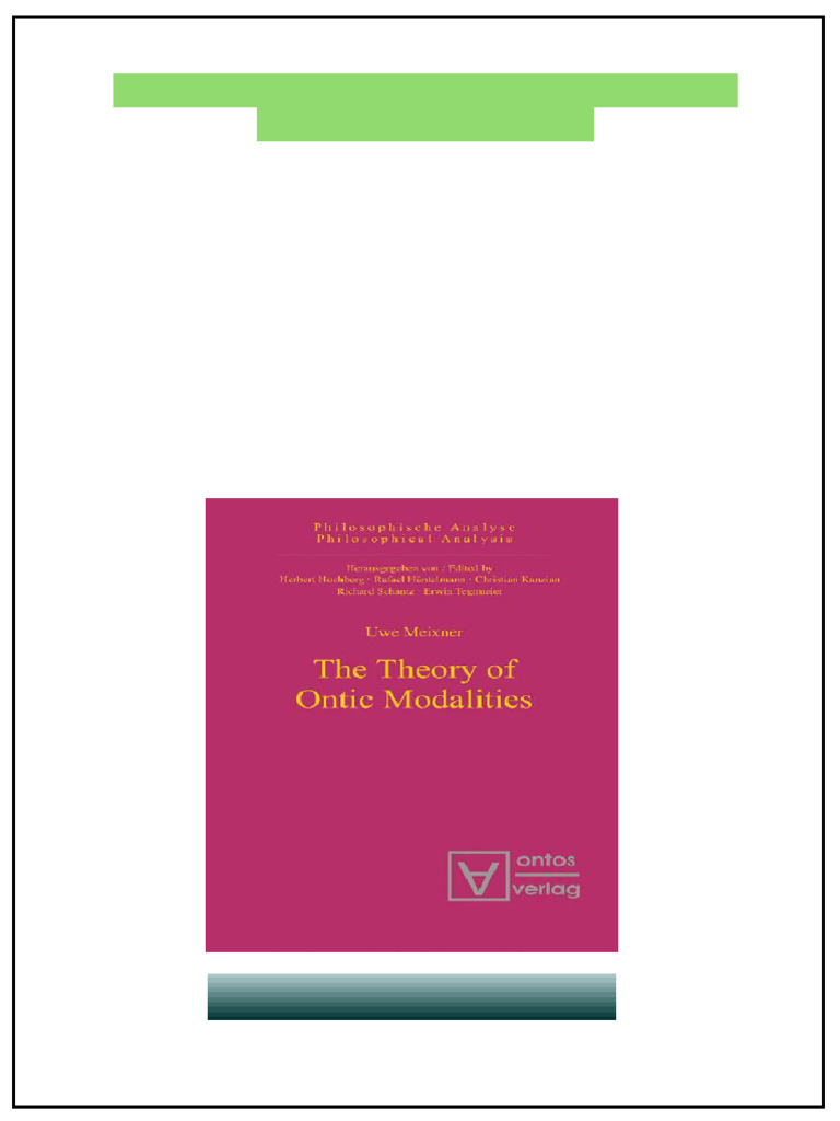 The Theory of Ontic Modalities 1st Edition Uwe Meixner Available Any ...