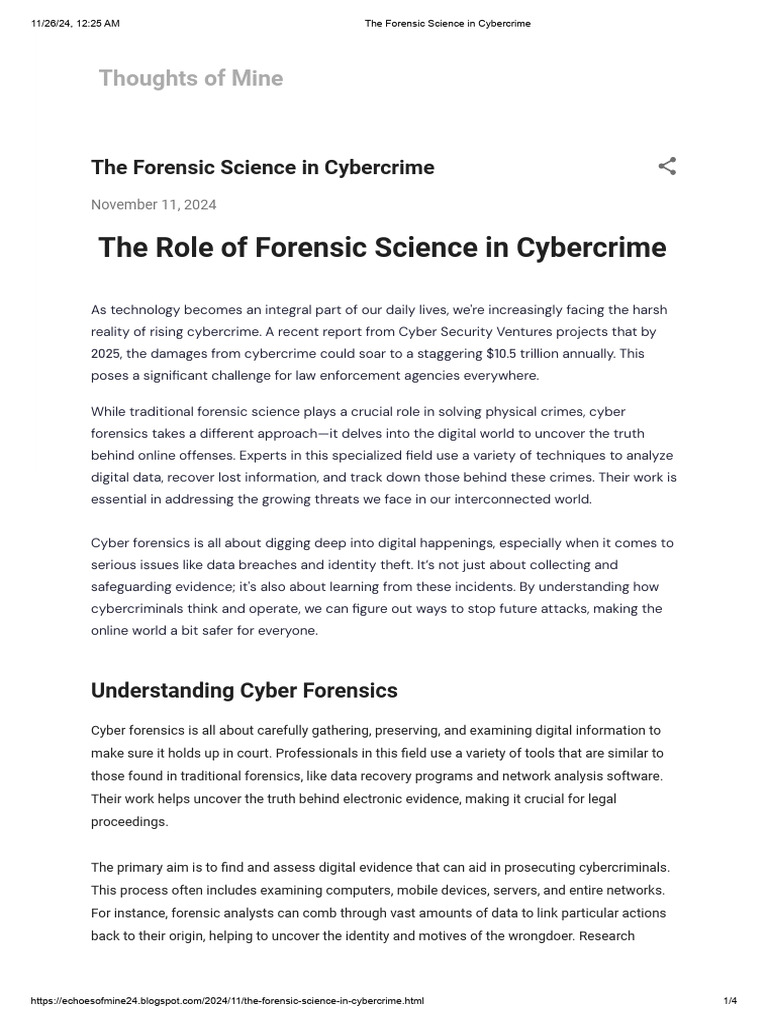 The Forensic Science in Cybercrime | PDF | Cybercrime | Security