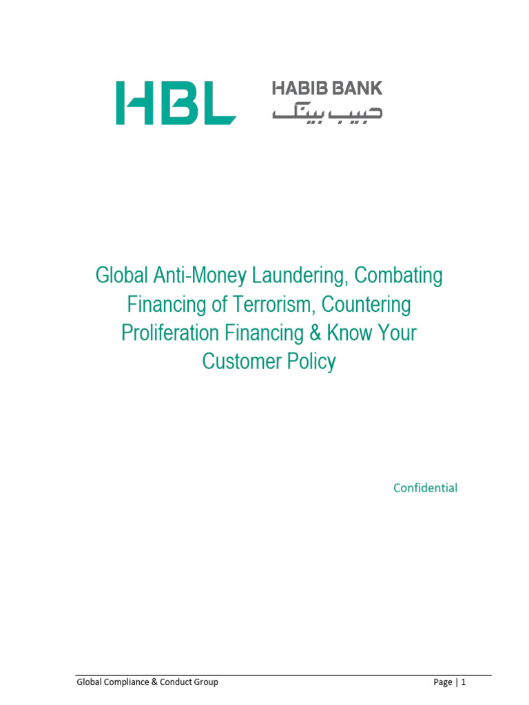 A-INST-2024-03 - Encl. Global AML CFT CPF and KYC Policy | PDF | Regulatory Compliance | Business