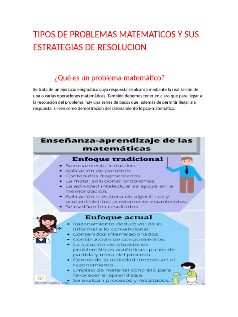 Tipos y Estrategias de Problemas Matemáticos | PDF