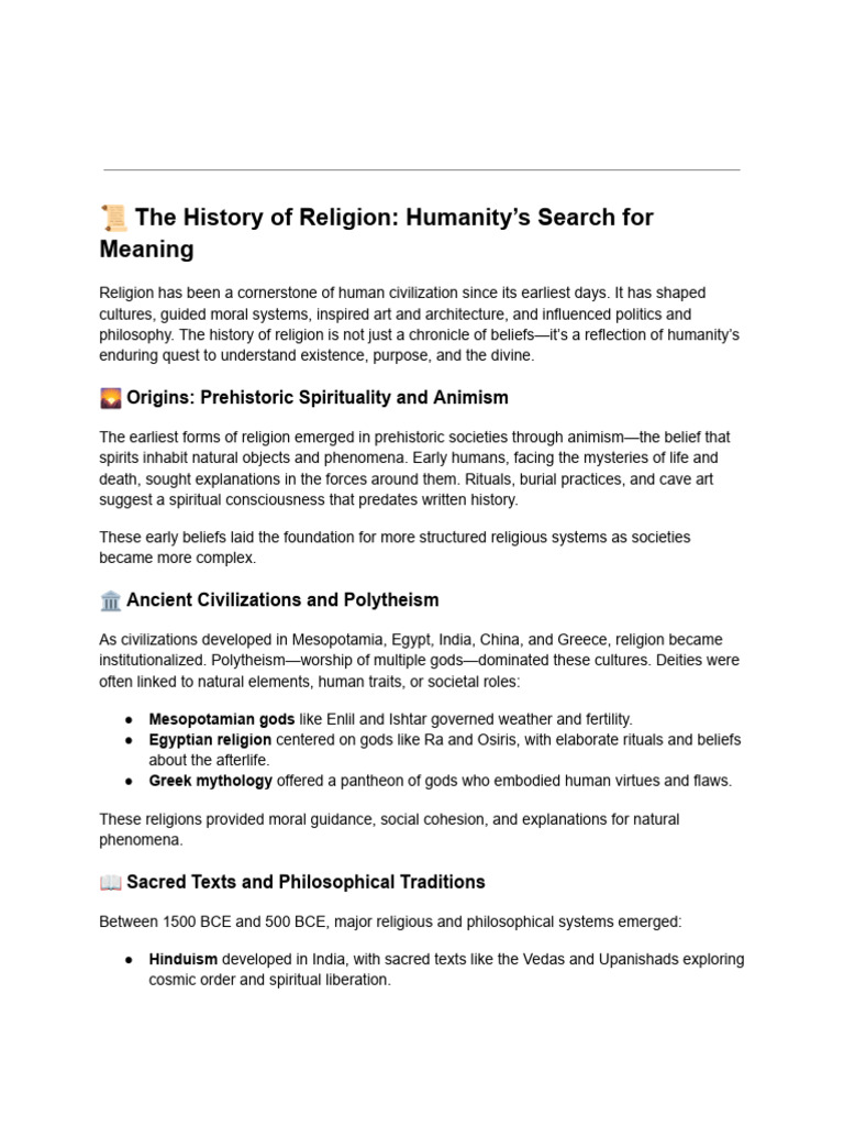 History of Religion: Humanity's Quest for Meaning | PDF | Deities ...