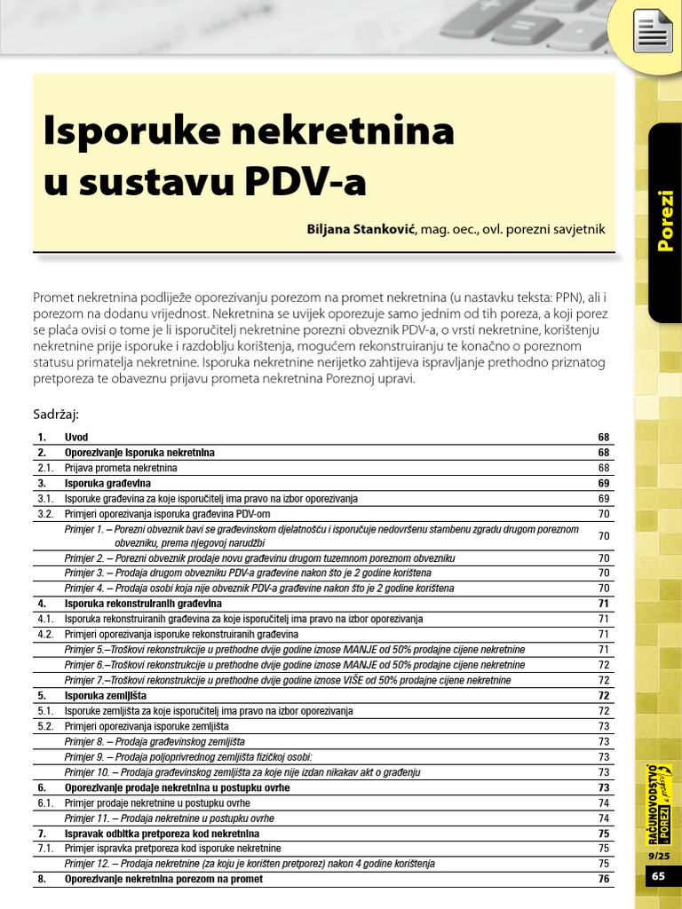 07 Porezi - Isporuke Nekretnina | PDF