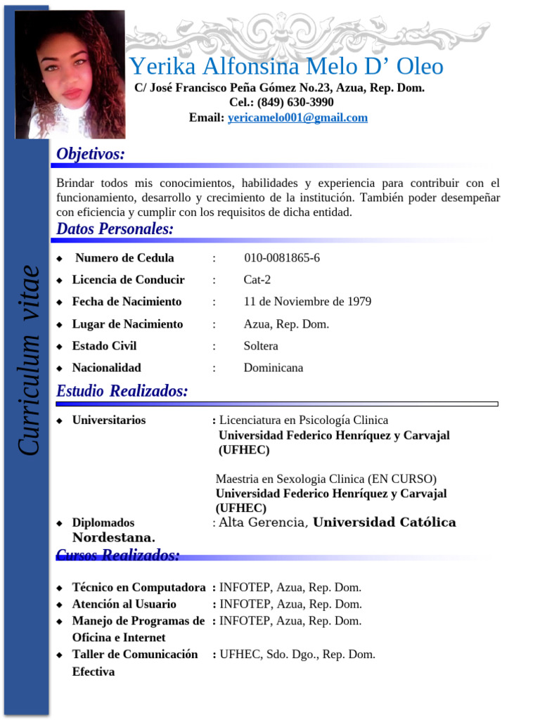 Curriculum Vitae de Yerika Melo D'Oleo | PDF