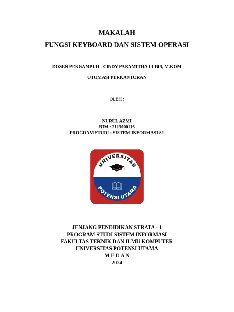 Makalah Fungsi Keyboard Dan Sistem Operasi | PDF