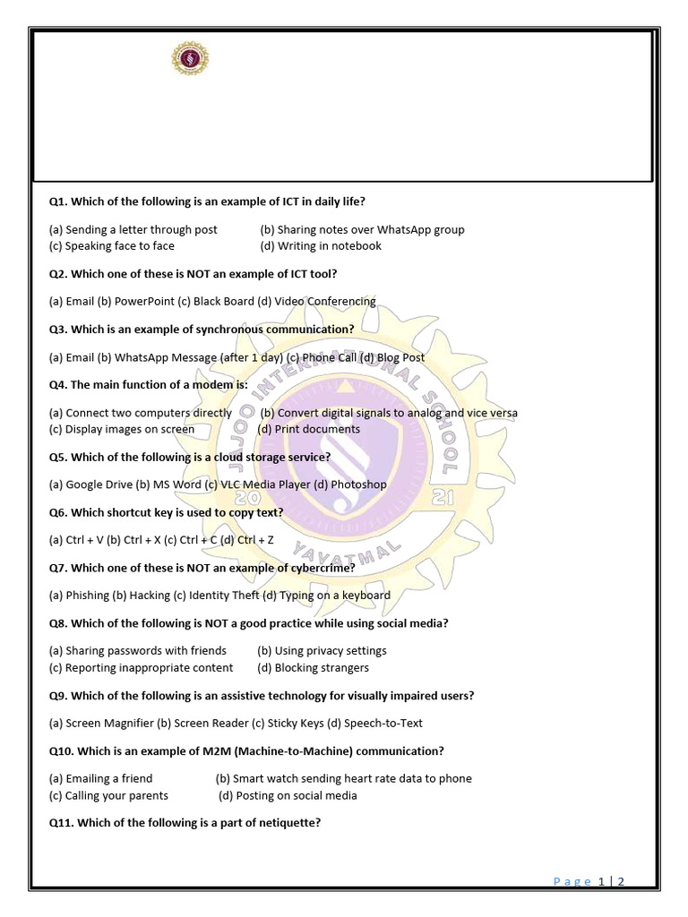 CBCT Grade 10 On ICT Skills | PDF | Educational Technology | Computing