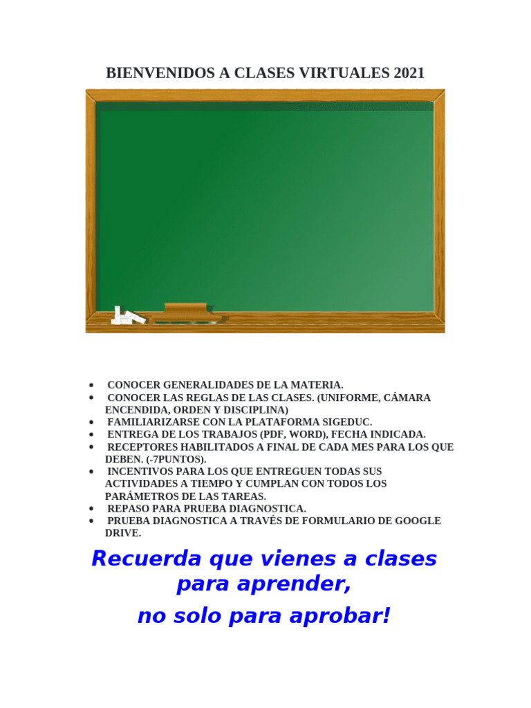 Clases Virtuales 2021: Reglas y Evaluación | PDF