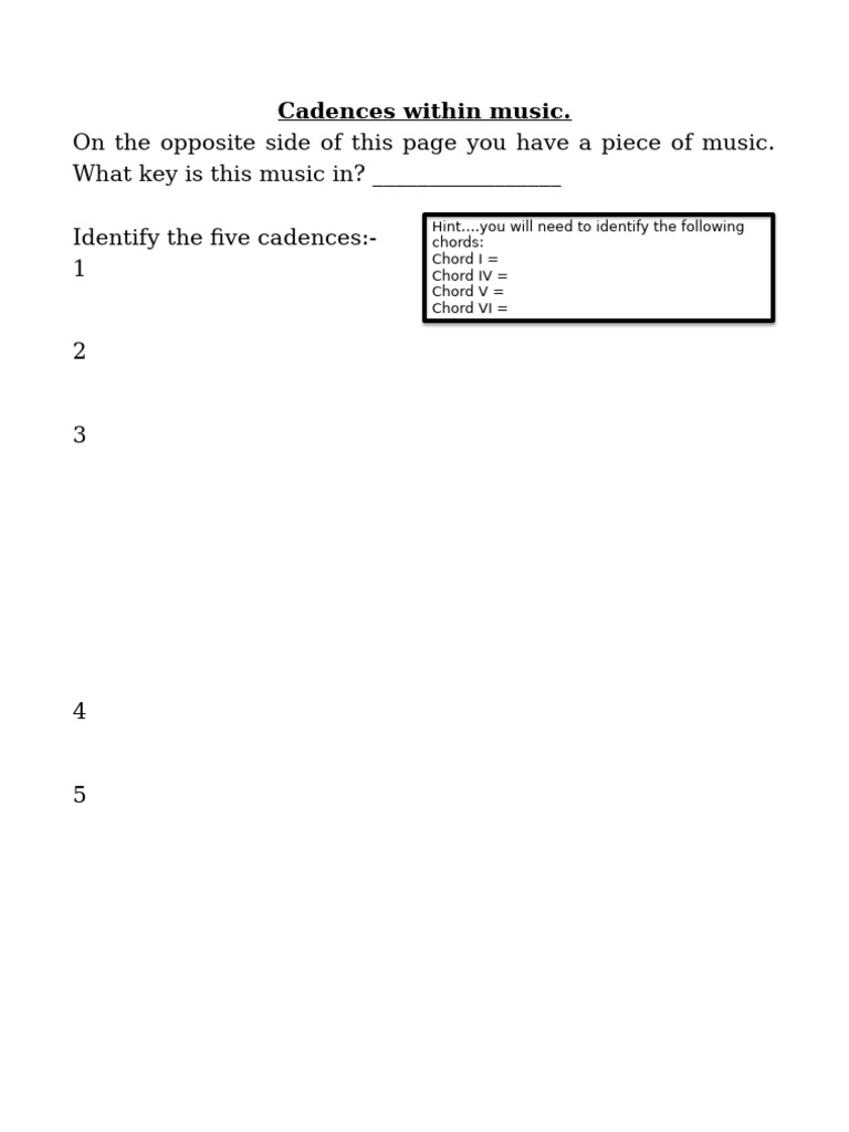 Identifying Music Cadences and Chords | PDF