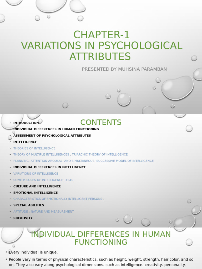Variations in Psychological | PDF | Intelligence | Psychology