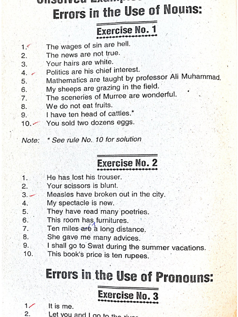 Correction of Error Exercises | PDF