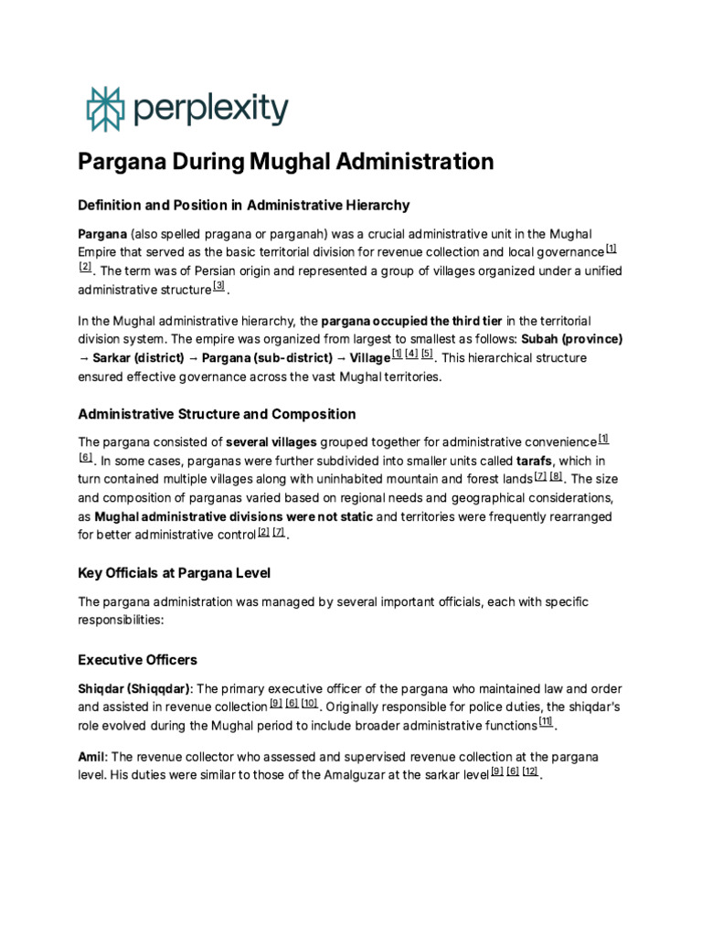 Pargana During Mughal Administration | PDF | Mughal Empire