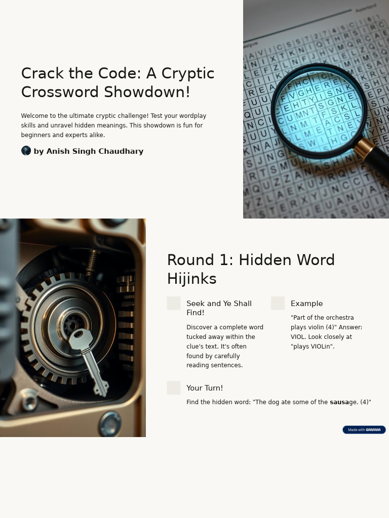 Crack The Code A Cryptic Crossword Showdown | PDF