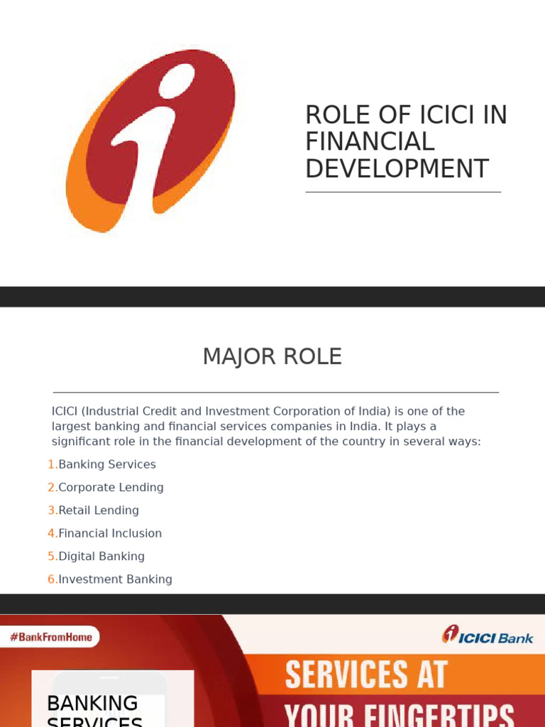 Role of Icici Bank in Fin. Development Presentation | PDF