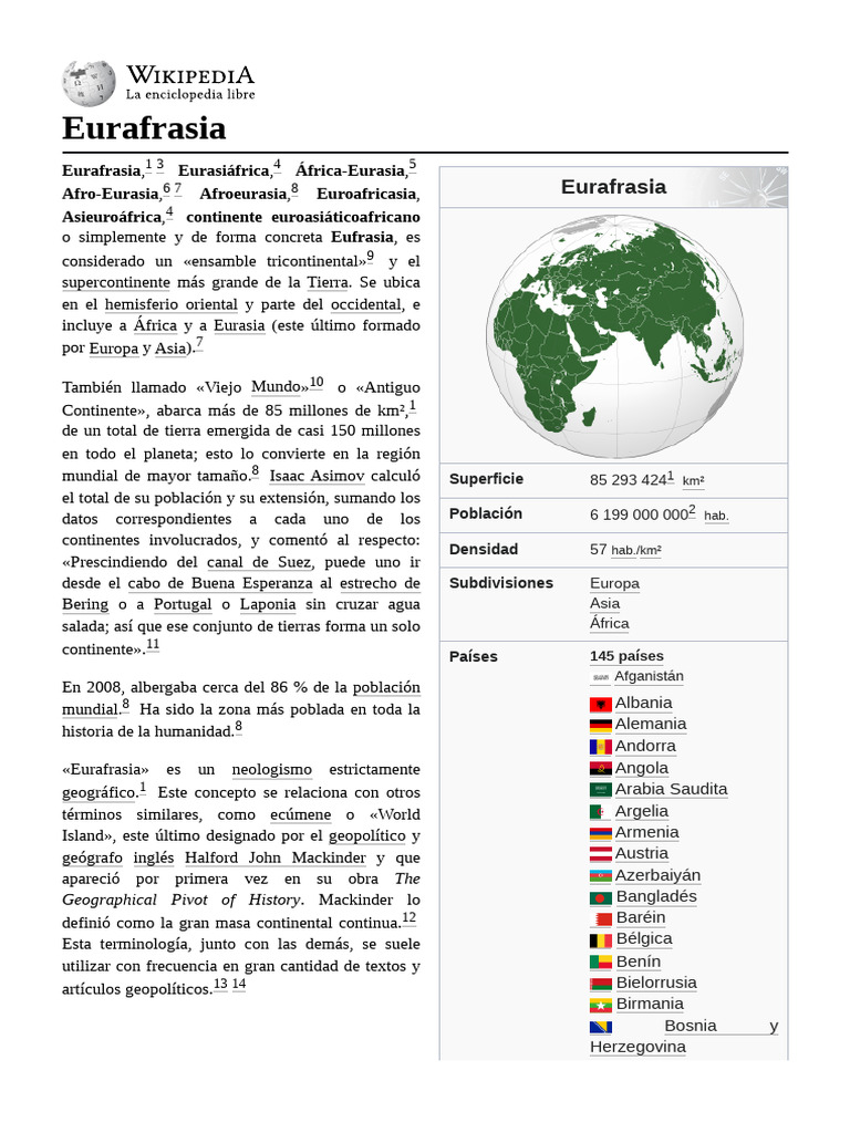 Eurafrasia: Supercontinente Tricontinental | PDF | Afro Eurasia