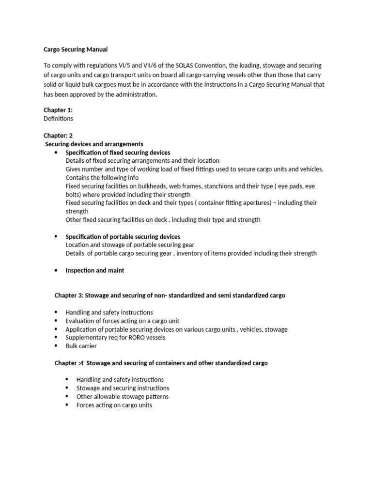 Cargo Securing Manual for Vessels | PDF