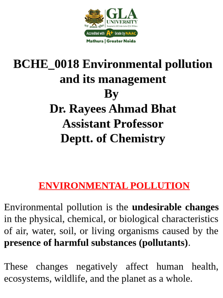 Environmental Pollution Overview and Management | PDF | Greenhouse ...