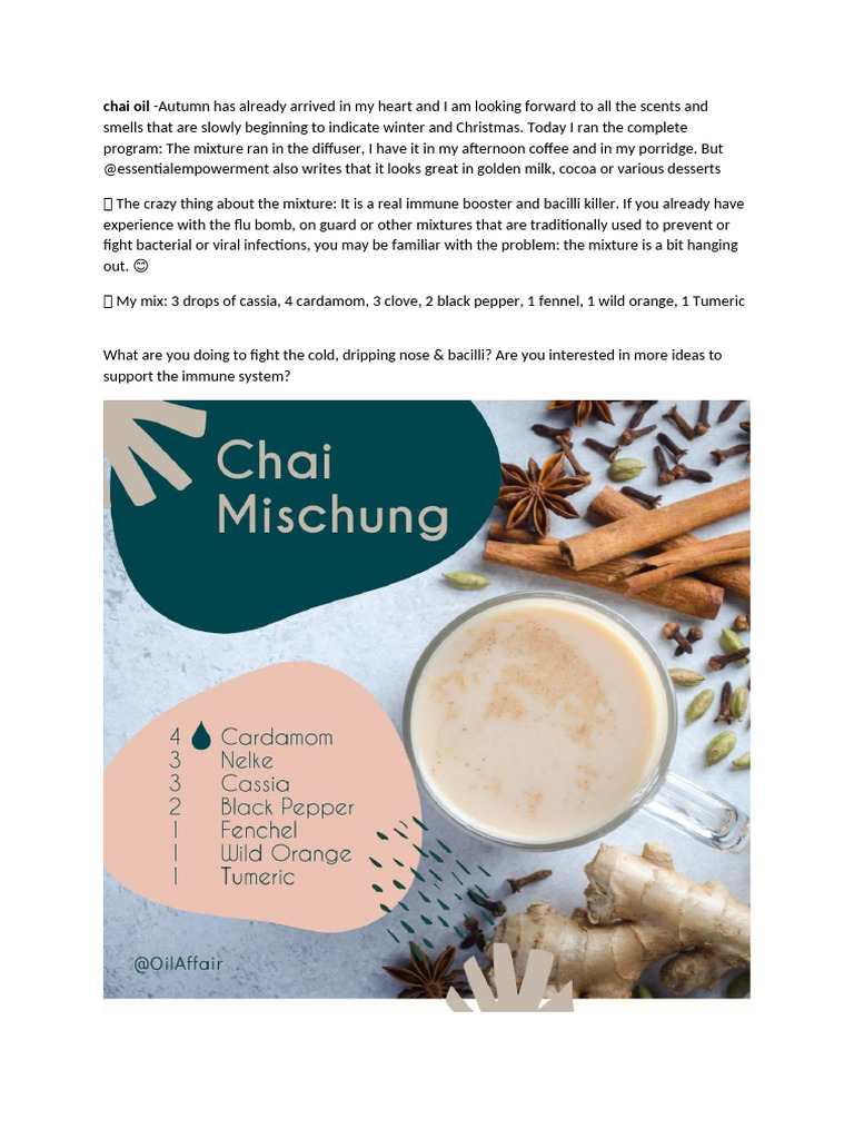 Immune-Boosting Chai Oil Recipe | PDF