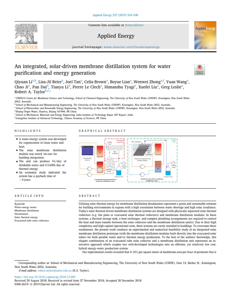 An Integrated Solar Driven Membrane Dist 250623 154228 | PDF ...