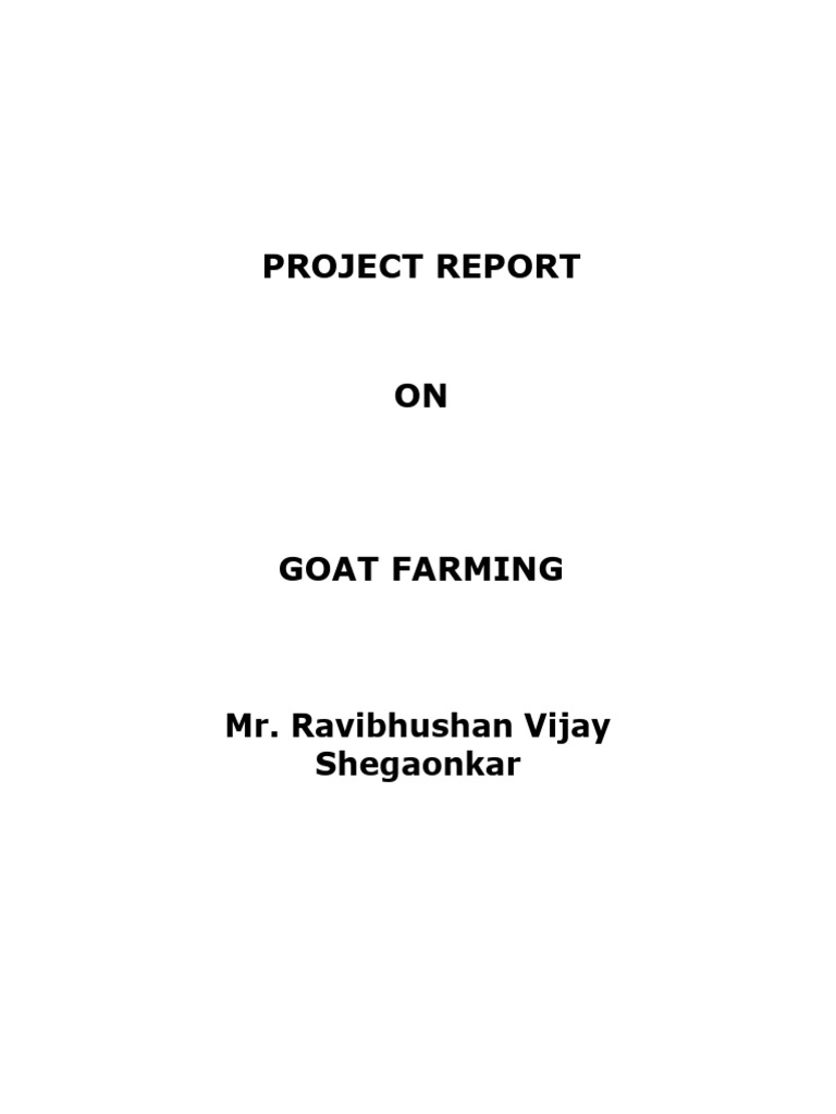 Goat Farming Project Report | PDF | Meat | Goat