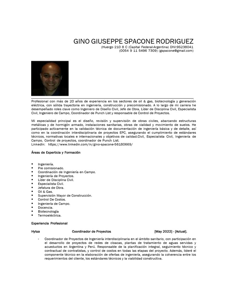 Ingeniero Civil con 20 Años de Experiencia | PDF | Ingeniería | Venezuela