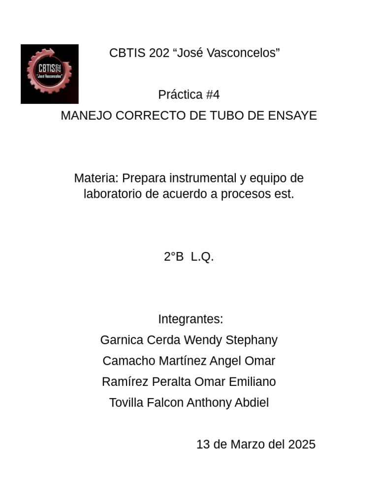 CBTis 202 Practica #4 | PDF | Laboratorios